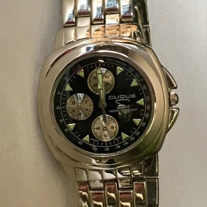 Vintage Clique Stainless Steel Chronograph Quartz Sportsman Watch ...