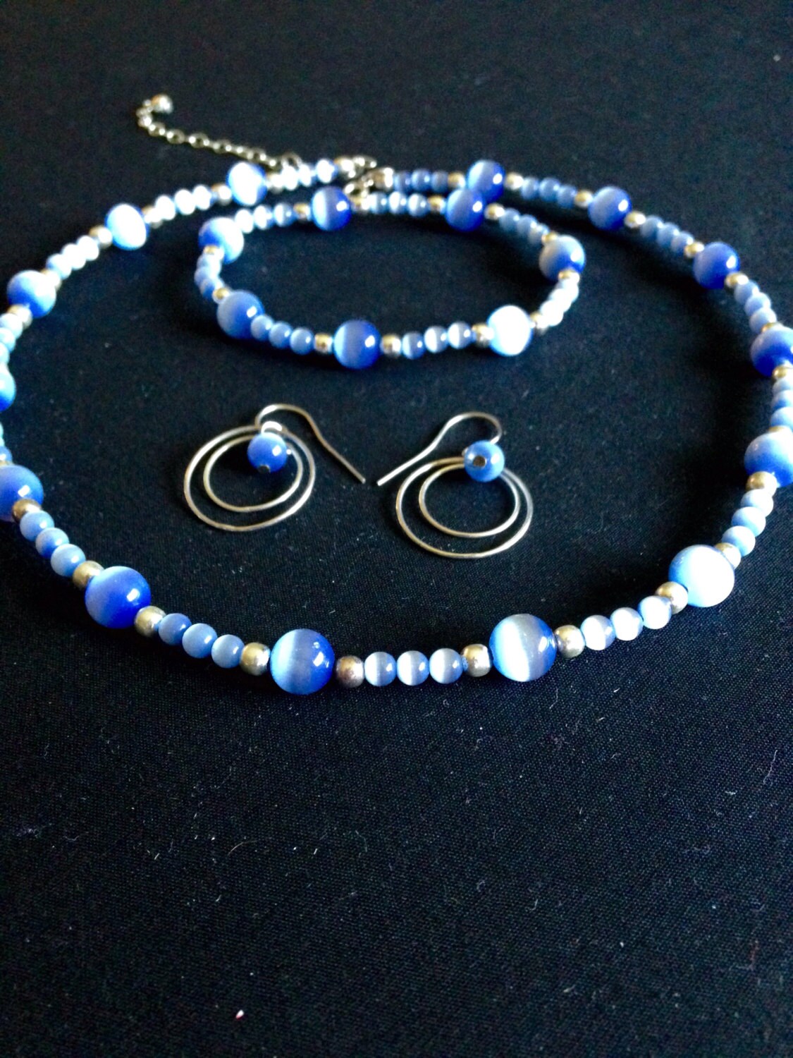 Vintage Sterling Silver Powder Blue Opalescent Matching Jewelry ...