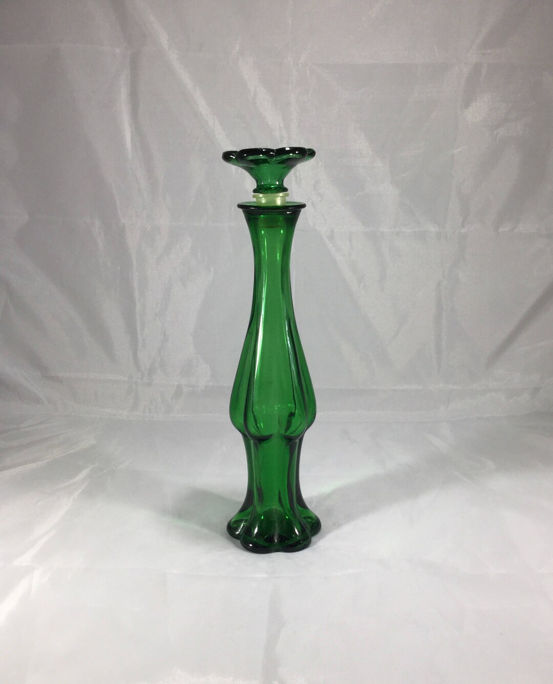 Vintage Emerald Green Avon Floral Vase Bottle Featuring Flower Head ...