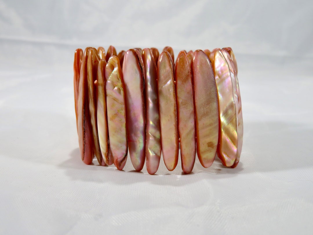 Vintage Pink Natural Seashell Tribal Inspired Statement Cuff Bracelet ...