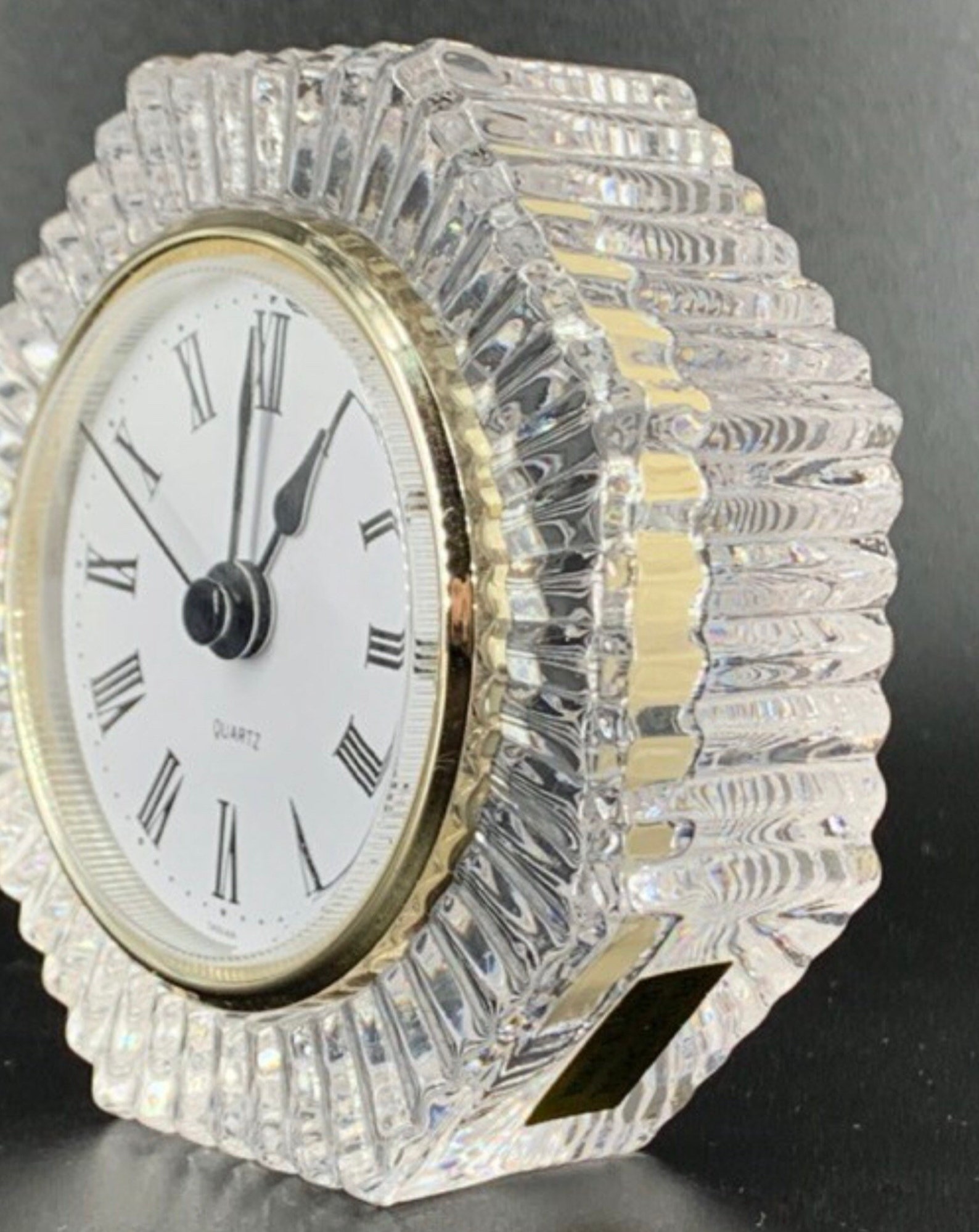 Vintage Decorative Clear Crystal Quartz Desktop Clock - Etsy UK