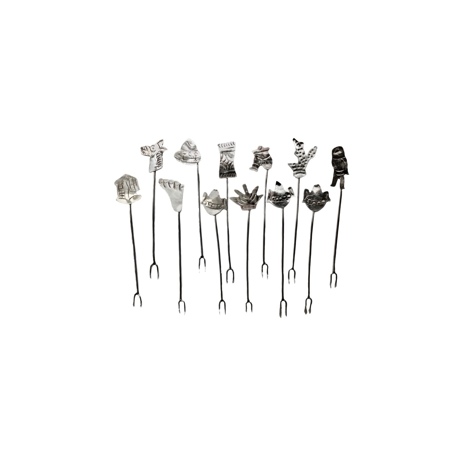 Vintage 12 Assorted Sterling Silver Figural Cocktail Hors Doeuvre Fork ...