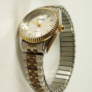 Vintage Ladies Gitano Quartz Watch in Silvertone and Goldtone Dial With ...