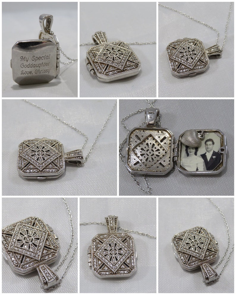 Vintage Sterling Silver 1/2 Carat TW Diamond Pendant Locket | Etsy