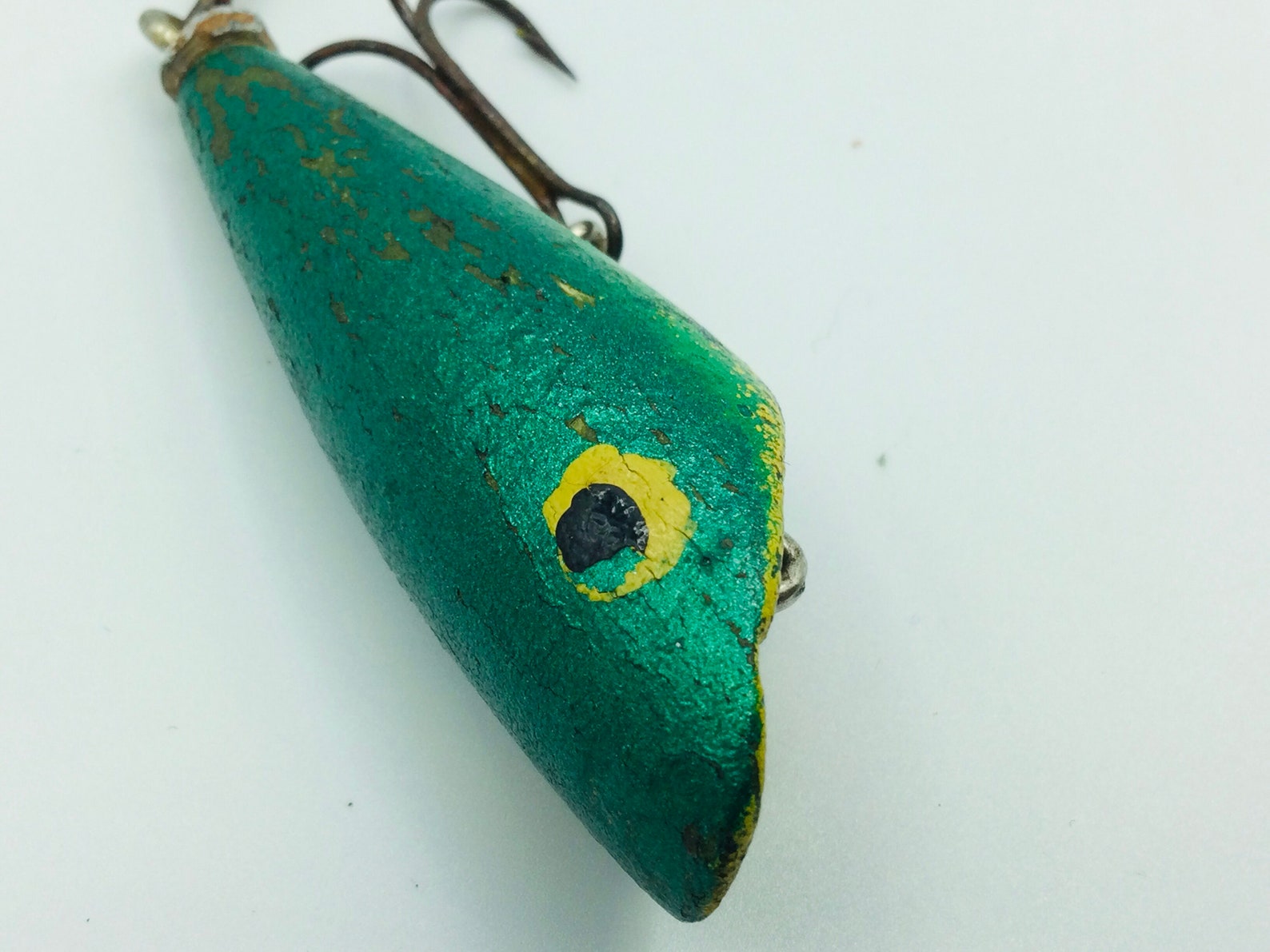 Vintage Unsigned Reflective Green & Yellow Wooden Fishing Lure - Etsy