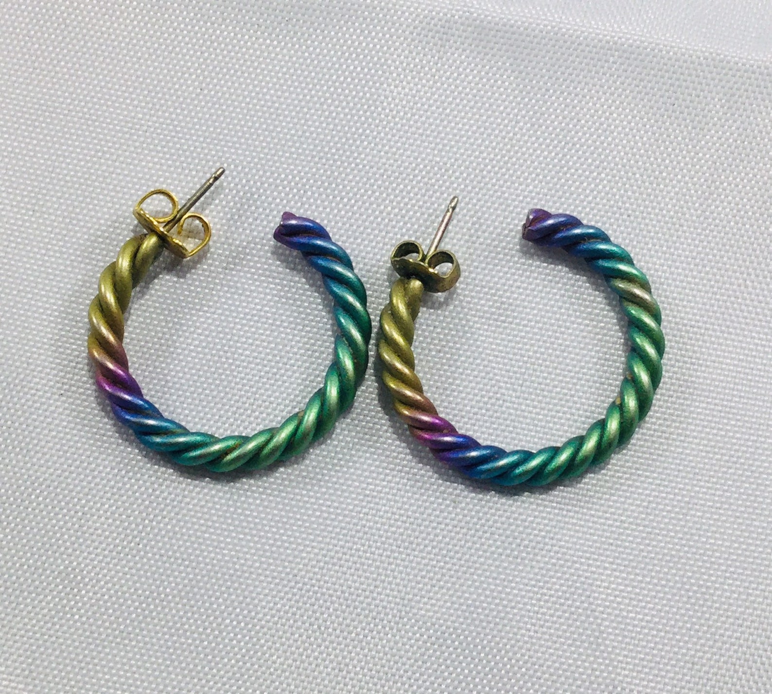 Vintage Ladies Rainbow Inspired Twisted Rope Designer Hoop - Etsy