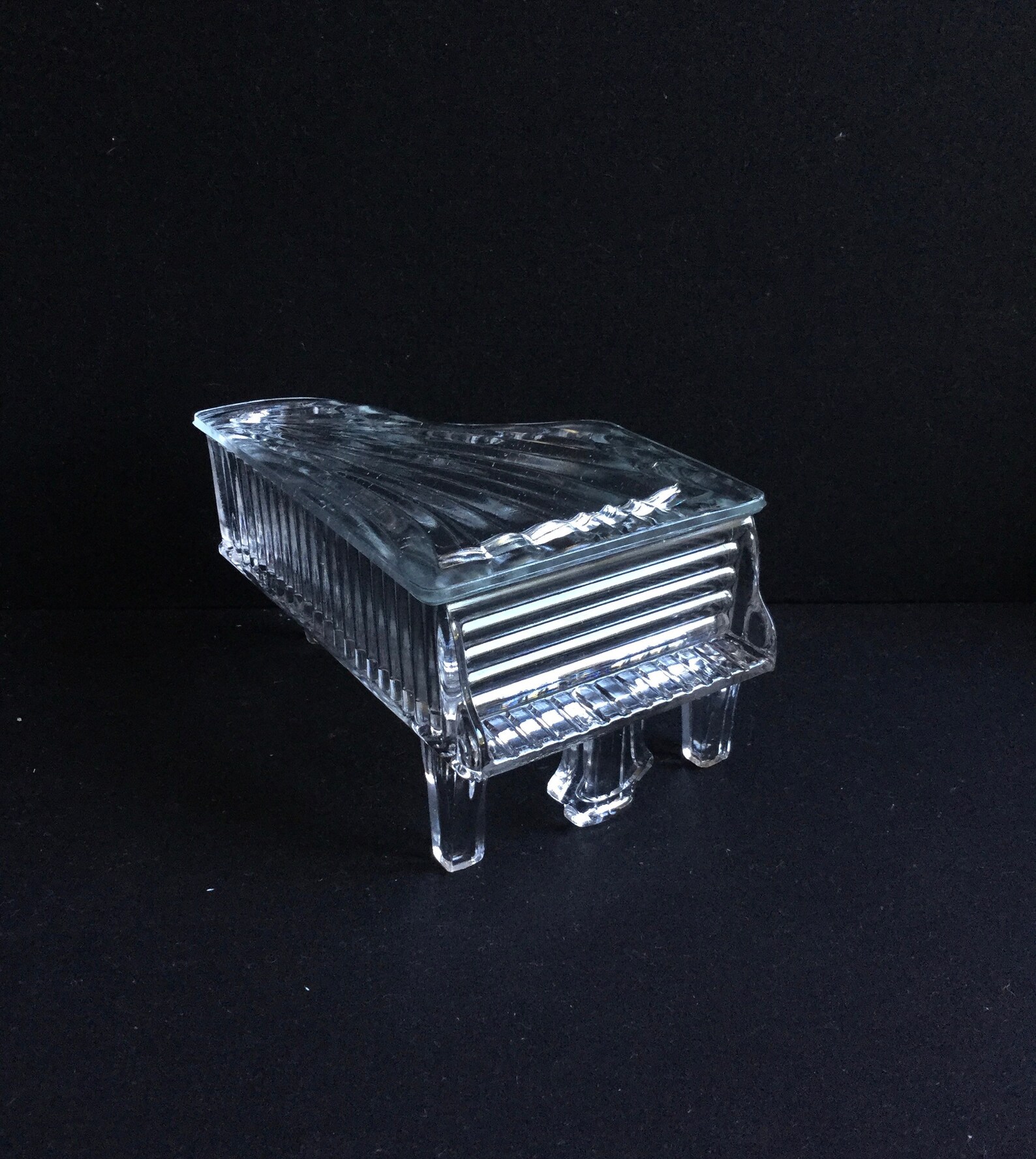 Vintage Ladies Piano Shaped Clear Glass Jewelry Trinket Box - Etsy