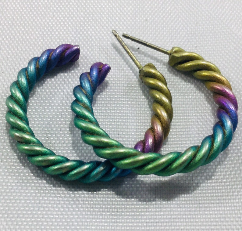 Vintage Ladies Rainbow Inspired Twisted Rope Designer Hoop - Etsy