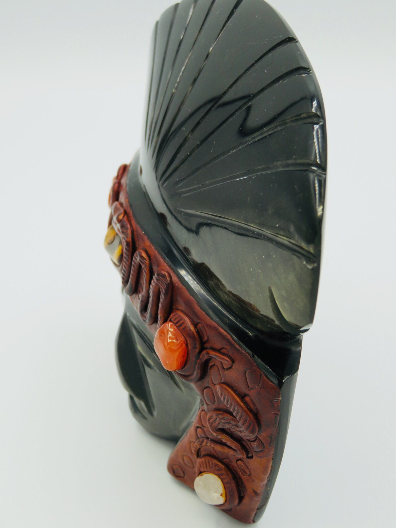 Vintage Mexican Aztec Tribal Mayan Solid Hand Carved Obsidian Sculpture ...