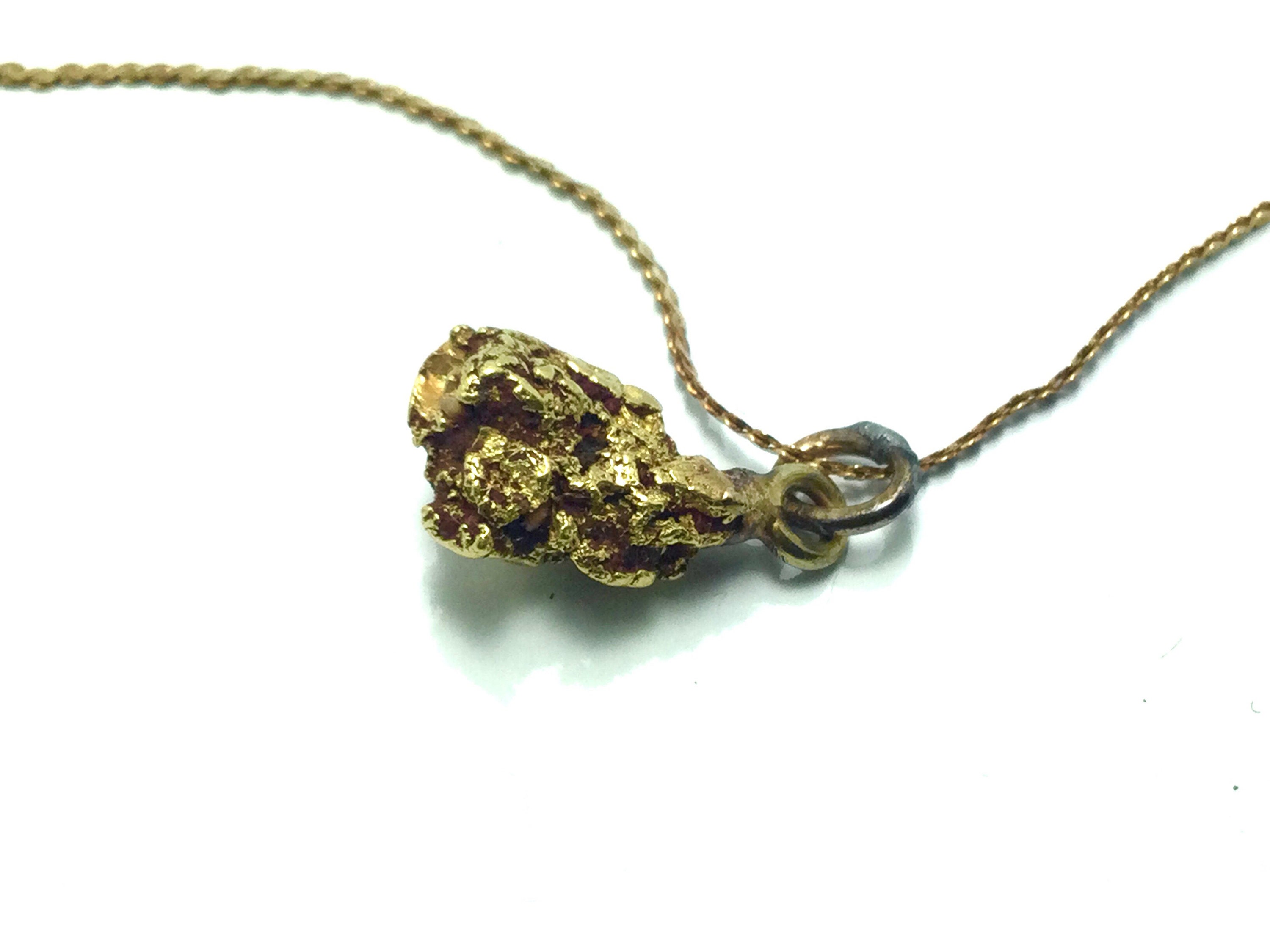 Vintage 24k Yellow Gold Miners Rough Nugget Necklace Pendant With 14k ...