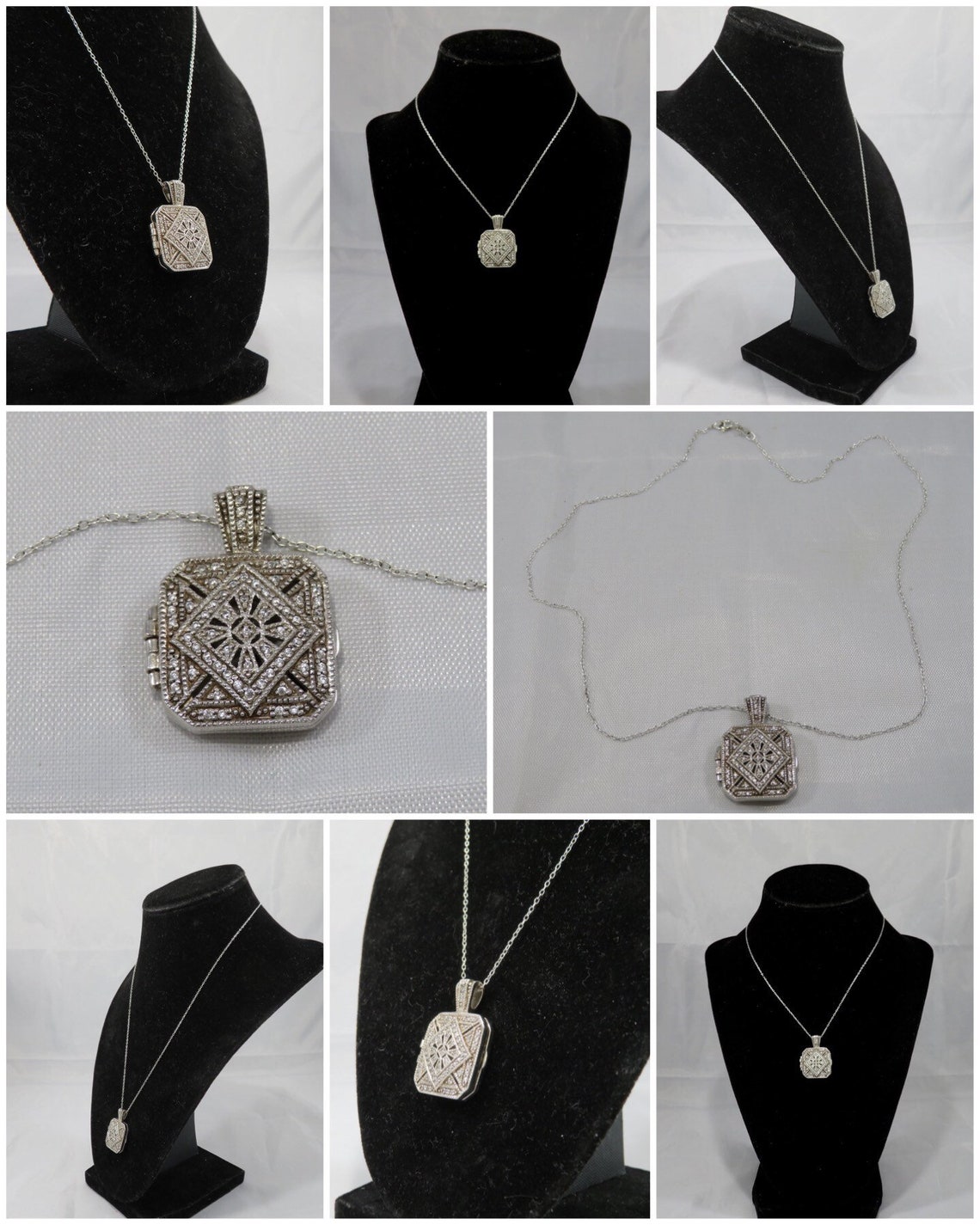 Vintage Sterling Silver 1/2 Carat TW Diamond Pendant Locket | Etsy