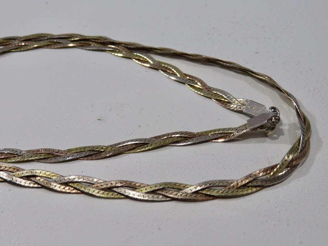 Vintage Sterling Silver Tri-color Stranded Designer Woven - Etsy