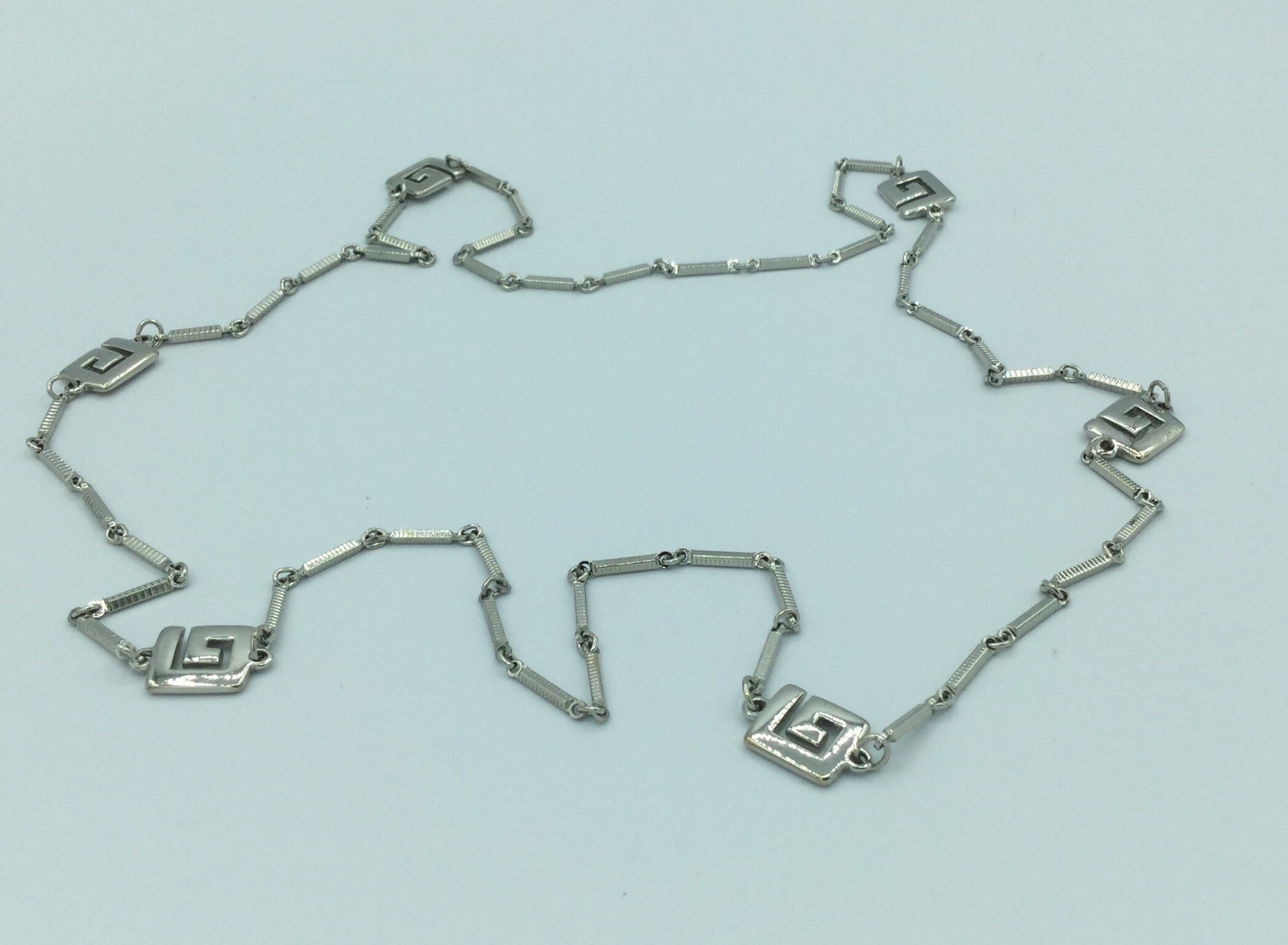 Vintage Silver Tone Monogrammed G Designer Lariat Necklace Featuring ...