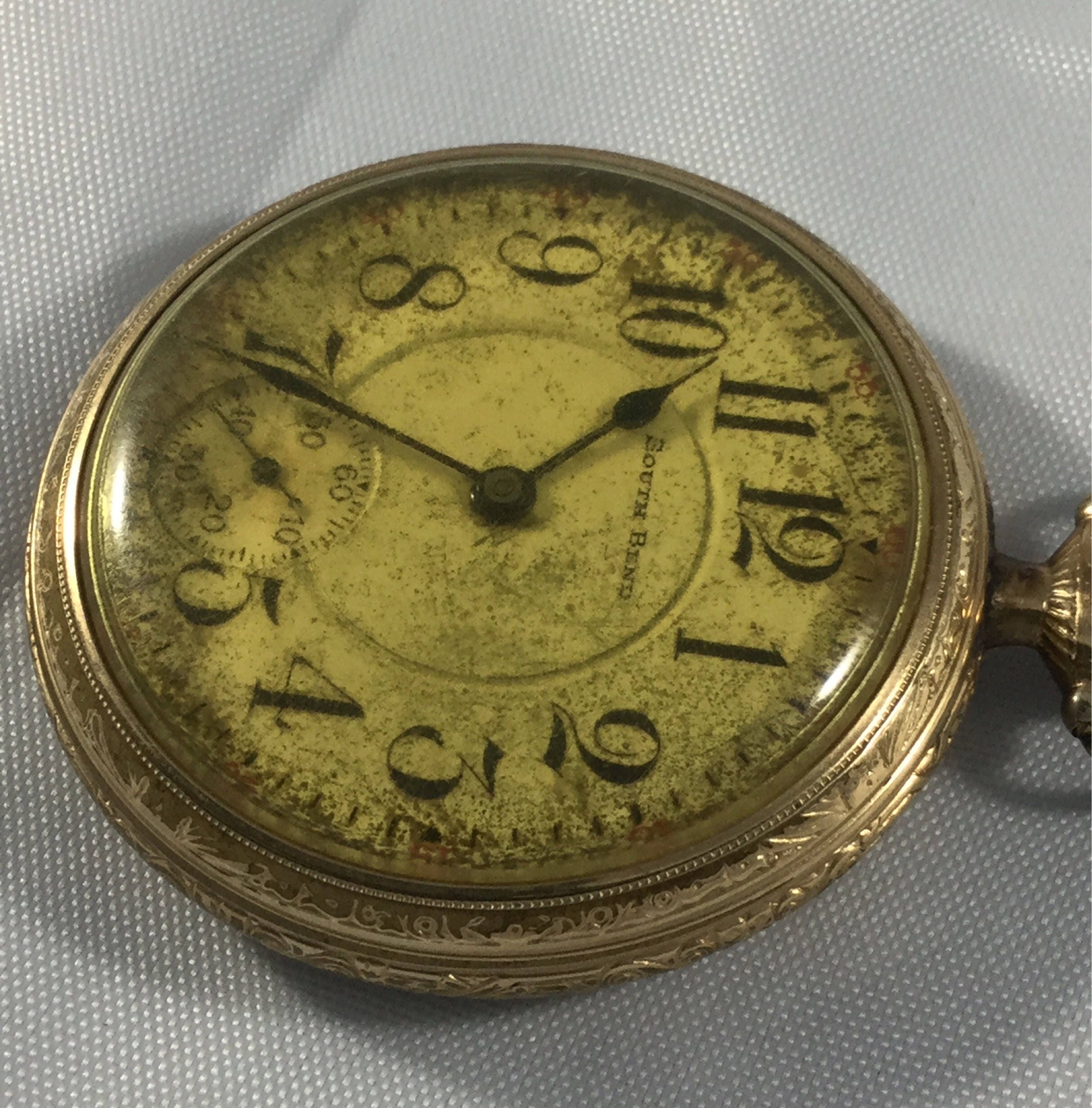 Antique 1928 Gold Tone South Bend Railroad Pocket Watch Featuring ...