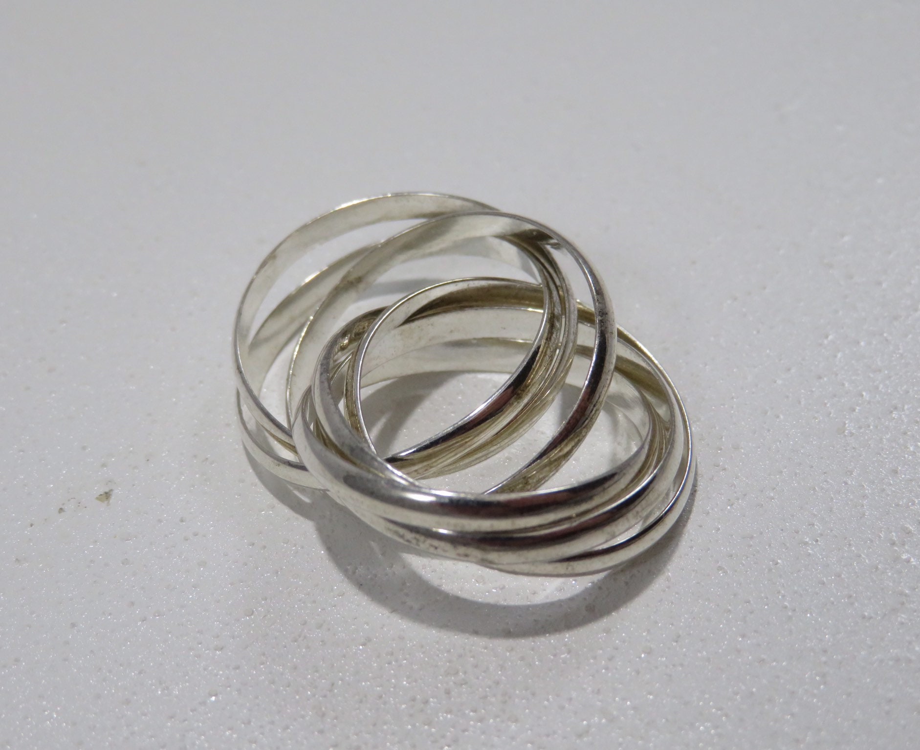 Vintage Sterling Silver Uniquely Interwoven Designer Polished Ring ...