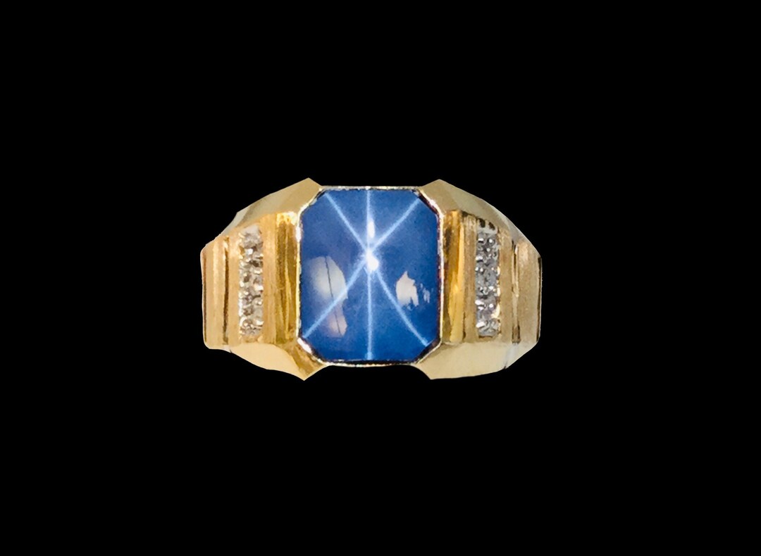 Vintage 10k Gold Powder Blue Star Sapphire Art Deco Inspired Gentleman ...