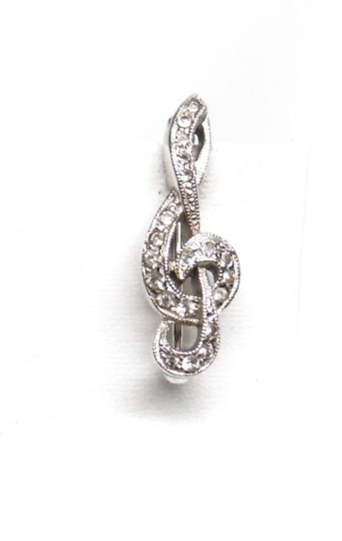 Vintage Rhinestone Studded Matching G-clef Scatter Lapel Pins Featuring ...