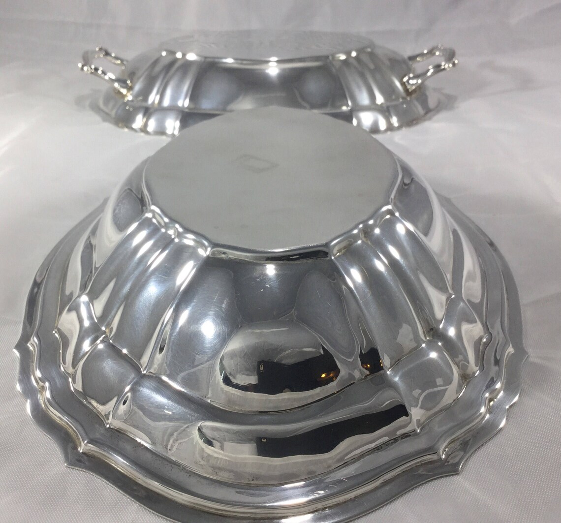 Antique Fisher Sterling Silver Covered Dinner Platter Service With ...