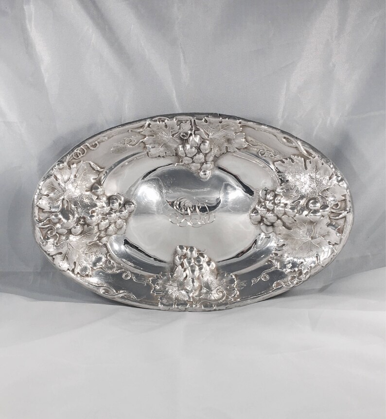 Antique Mauser Company Sterling Silver Grapevine Repousse Serving Tray ...