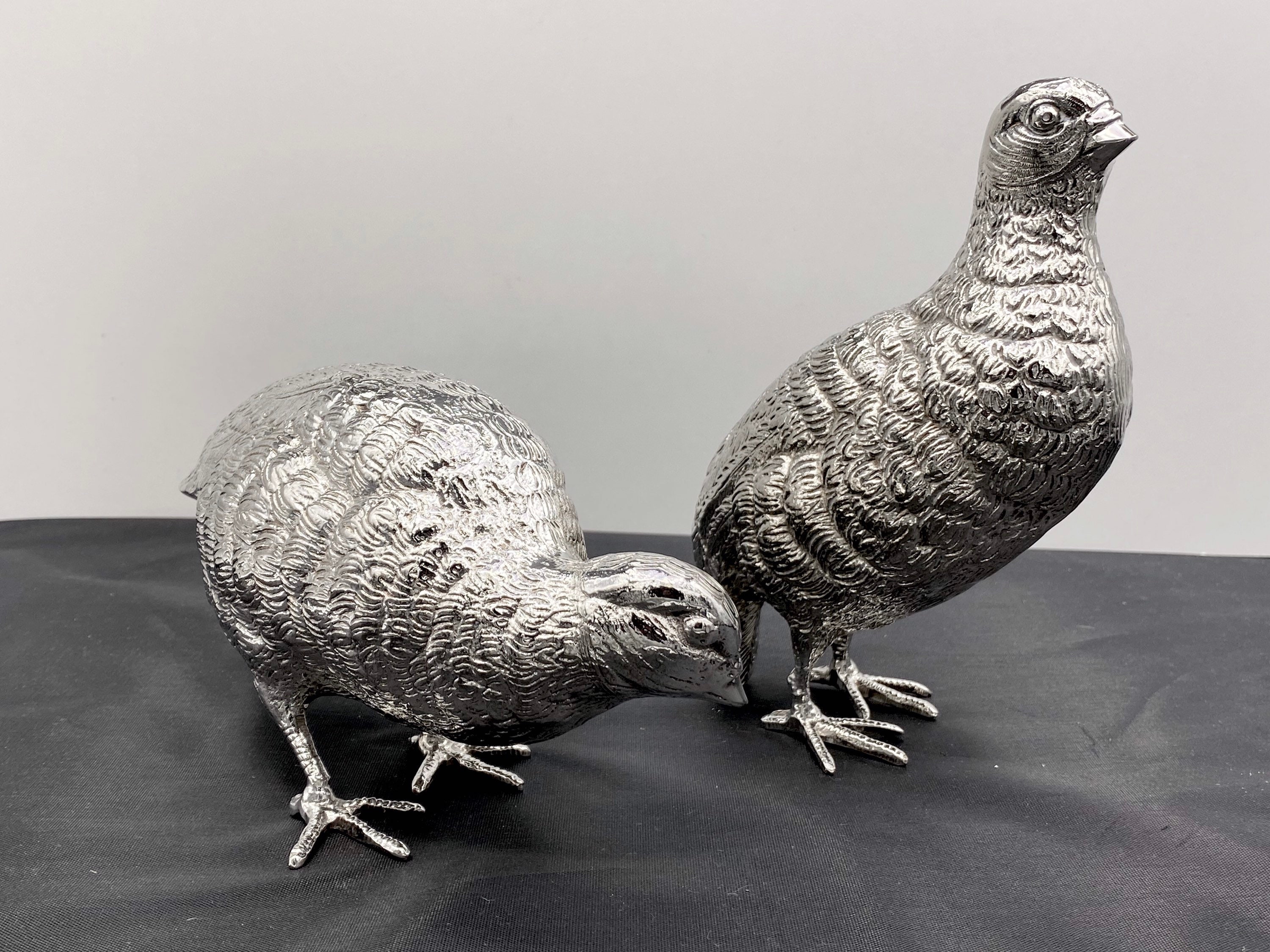 Vintage Silver Plated Italian Hand-sculpted Matching Pair Pheasant ...