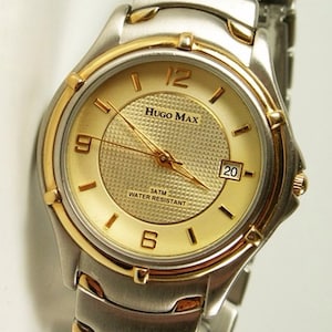 Vintage Gentleman's Hugo Max 18k Gold Plated Watch With Silver Trim ...