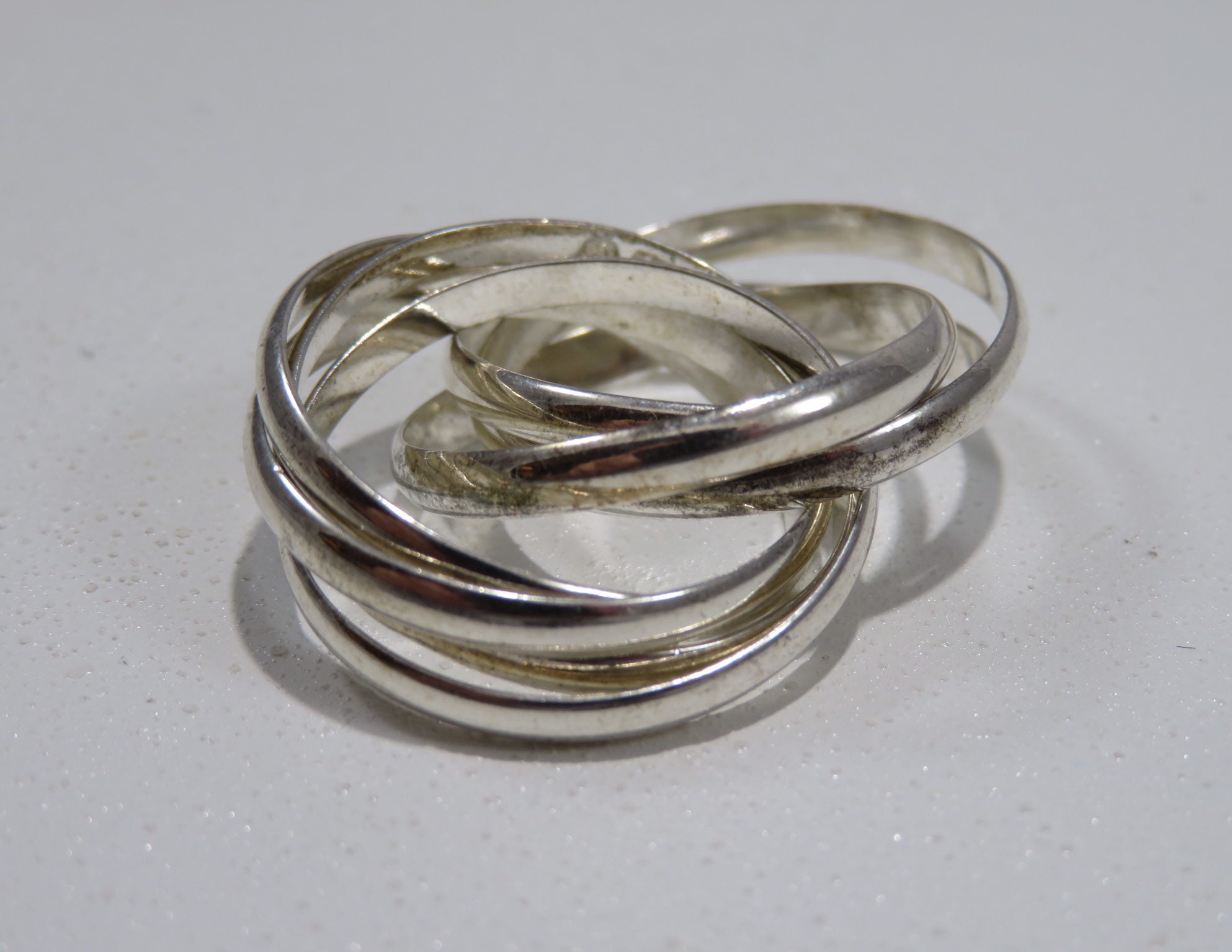 Vintage Sterling Silver Uniquely Interwoven Designer Polished Ring ...