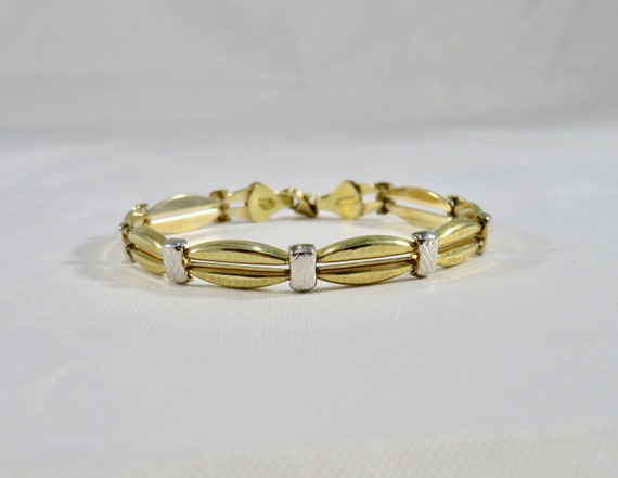 Vintage 10k Gold Segmented Double Bar Turkish Bracele… - Gem