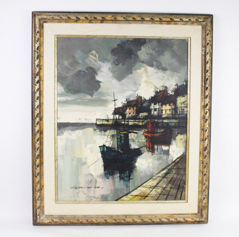 Original M. Edward Griff Modernist Venetian Dockside Oil - Etsy