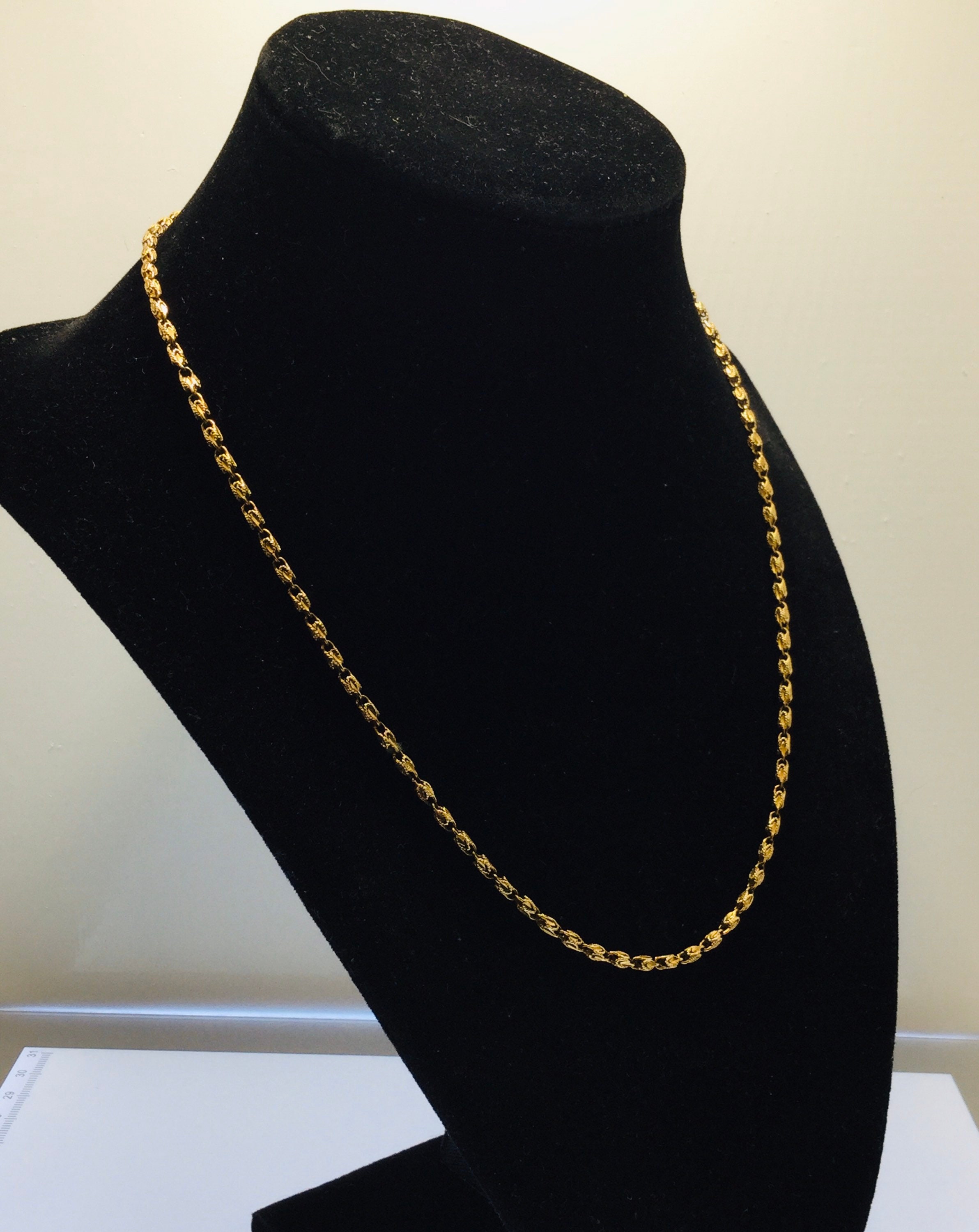 Vintage 10k Gold Princess Length Leaf Accented Boxed Snail Chain ...