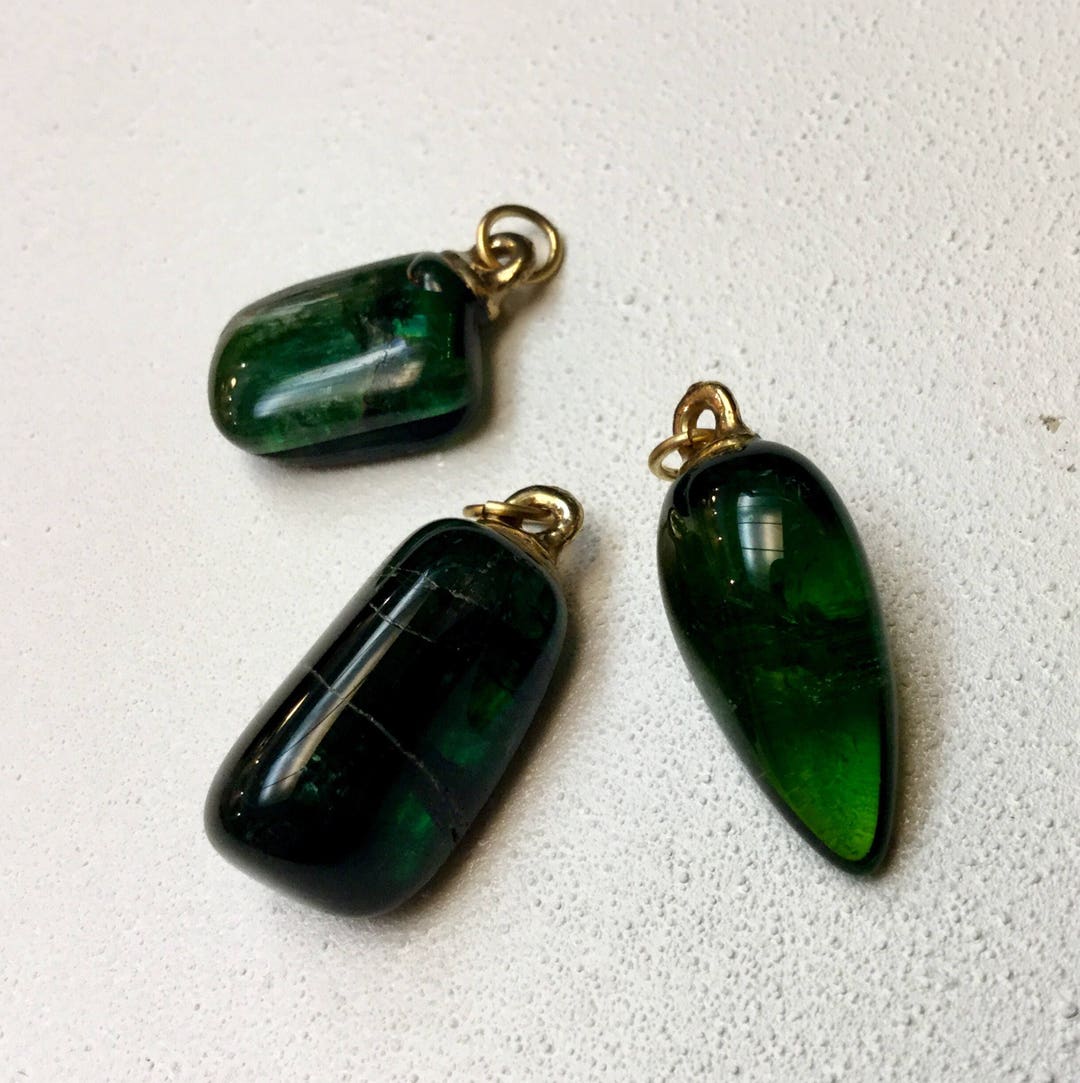 Beautiful Emerald Green Elongated Translucent Gemstone Pendant - Etsy