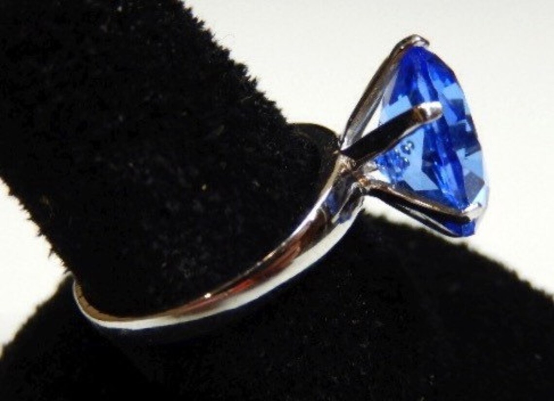 Vintage Sterling Silver Faceted Blue Stone Solitaire Designer - Etsy