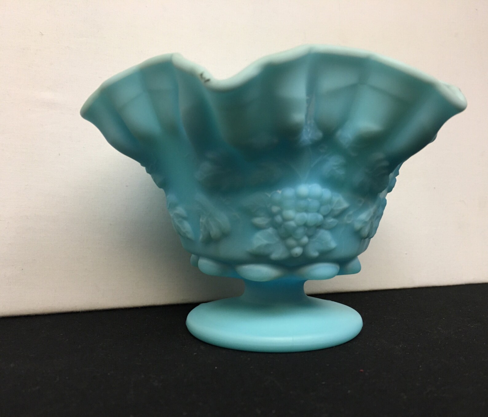 Vintage Westmoreland Blue Milk Glass Ruffled Centerpiece Bowl Featuring ...