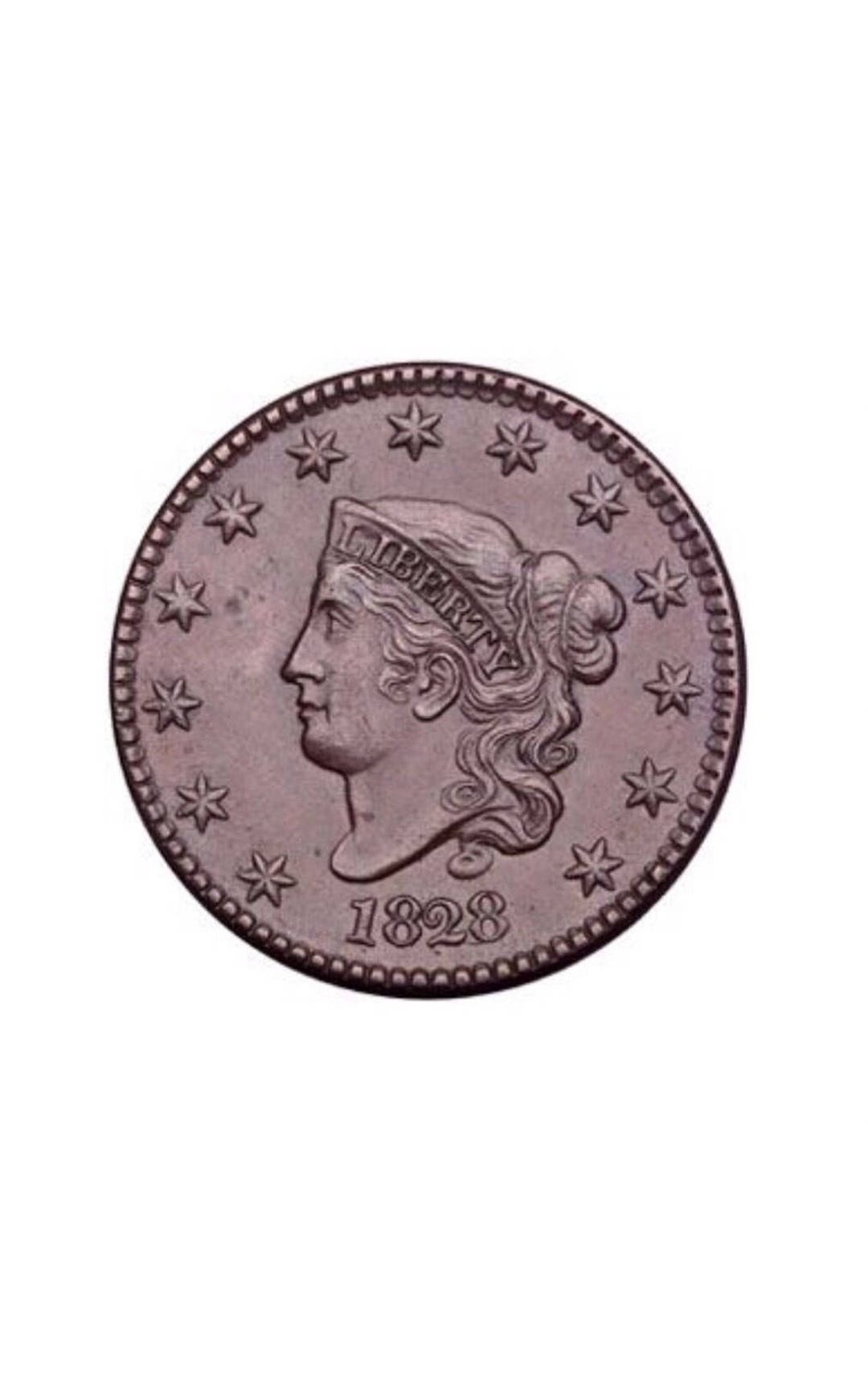 Antique 1828 Matron Liberty Head Small Wide Date Early One Cent Solid ...