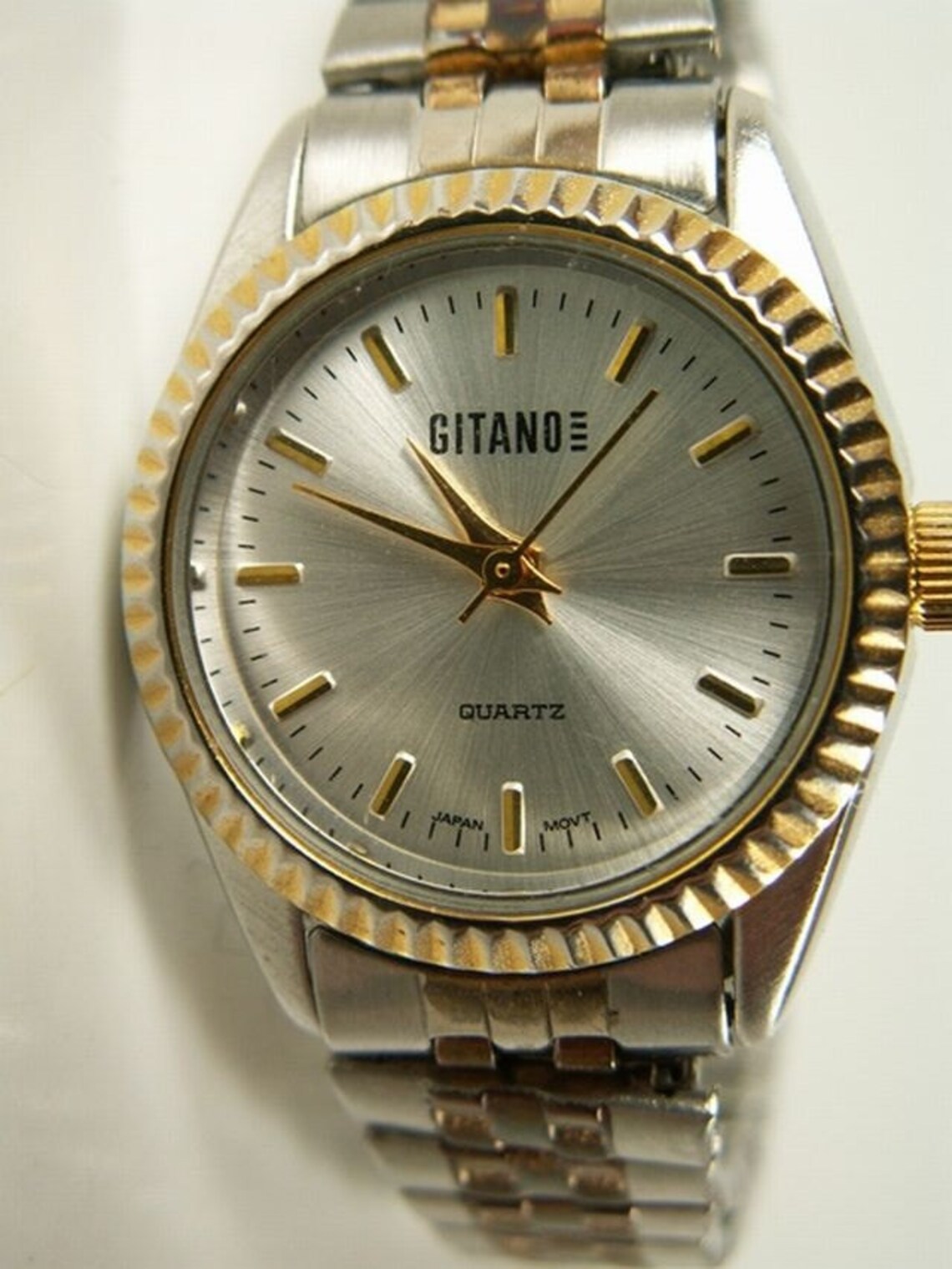 Vintage Ladies Gitano Quartz Watch in Silvertone and Goldtone Dial With ...