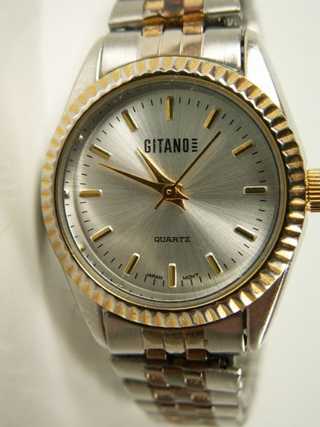 Vintage Ladies Gitano Quartz Watch in Silvertone and Goldtone Dial With ...