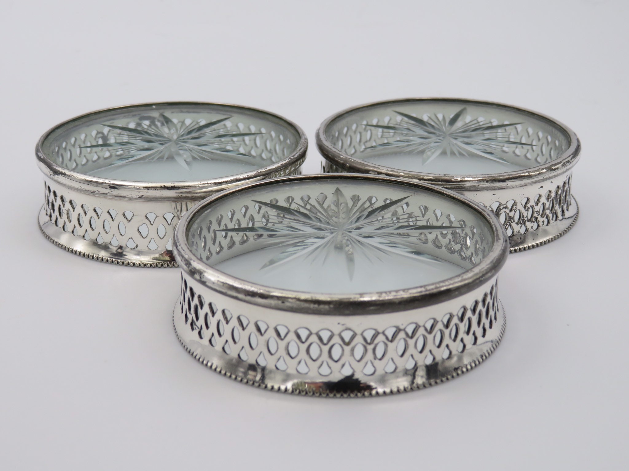 Vintage Sterling Silver Pressed Diamond Pattern Fine Crystal - Etsy