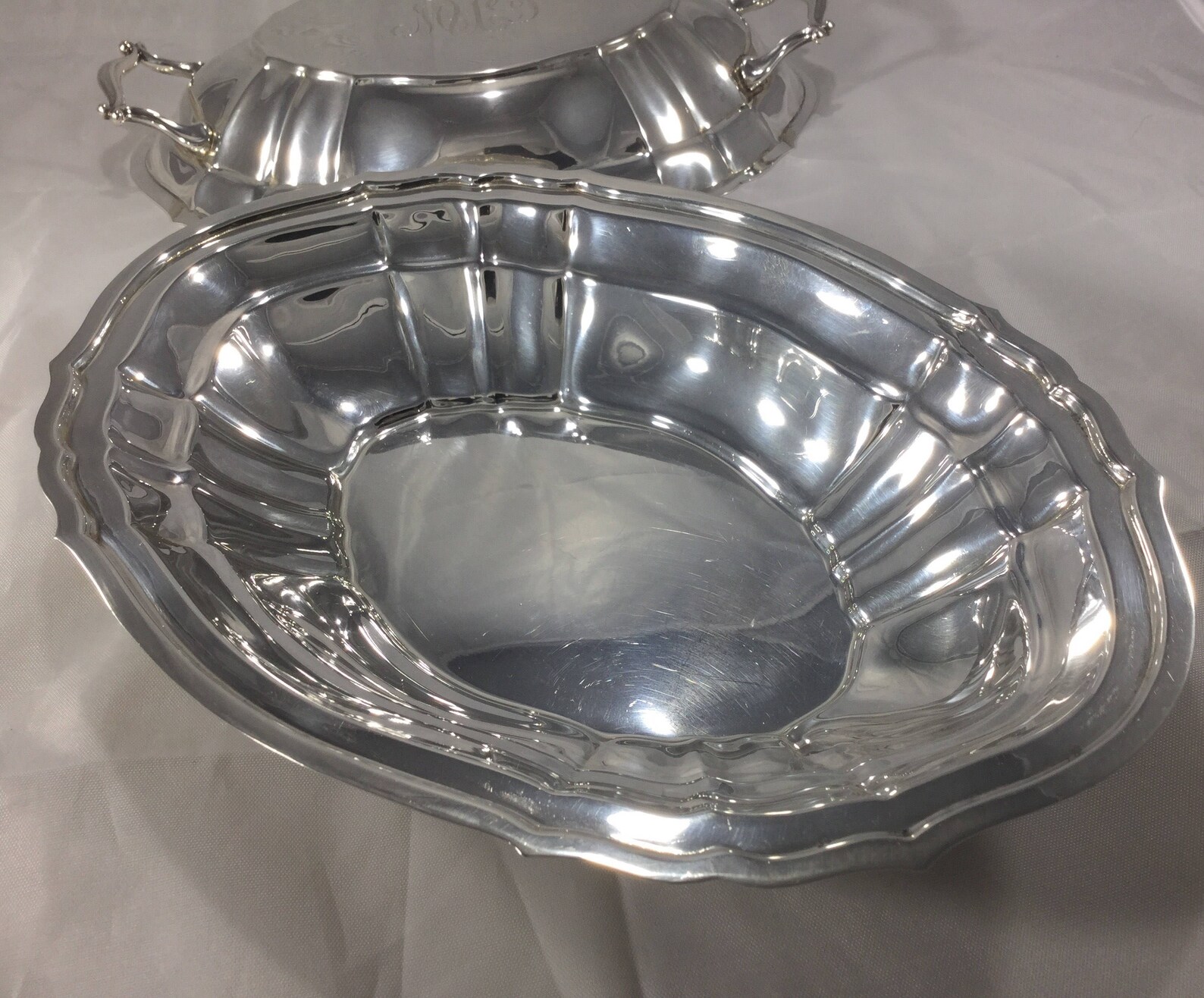 Antique Fisher Sterling Silver Covered Dinner Platter Service With ...