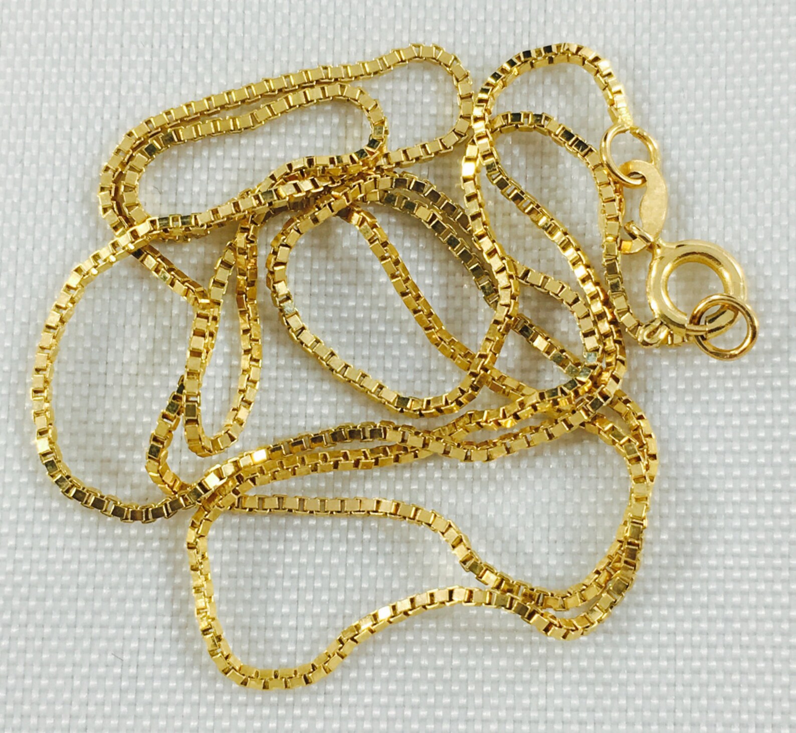 Vintage 14k Gold Box Chain Designer Necklace Featuring Elegant - Etsy