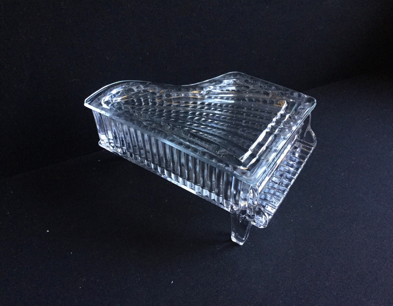 Vintage Ladies Piano Shaped Clear Glass Jewelry Trinket Box - Etsy