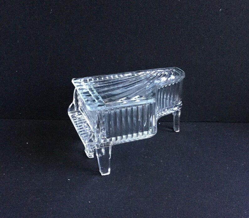 Vintage Ladies Piano Shaped Clear Glass Jewelry Trinket Box - Etsy