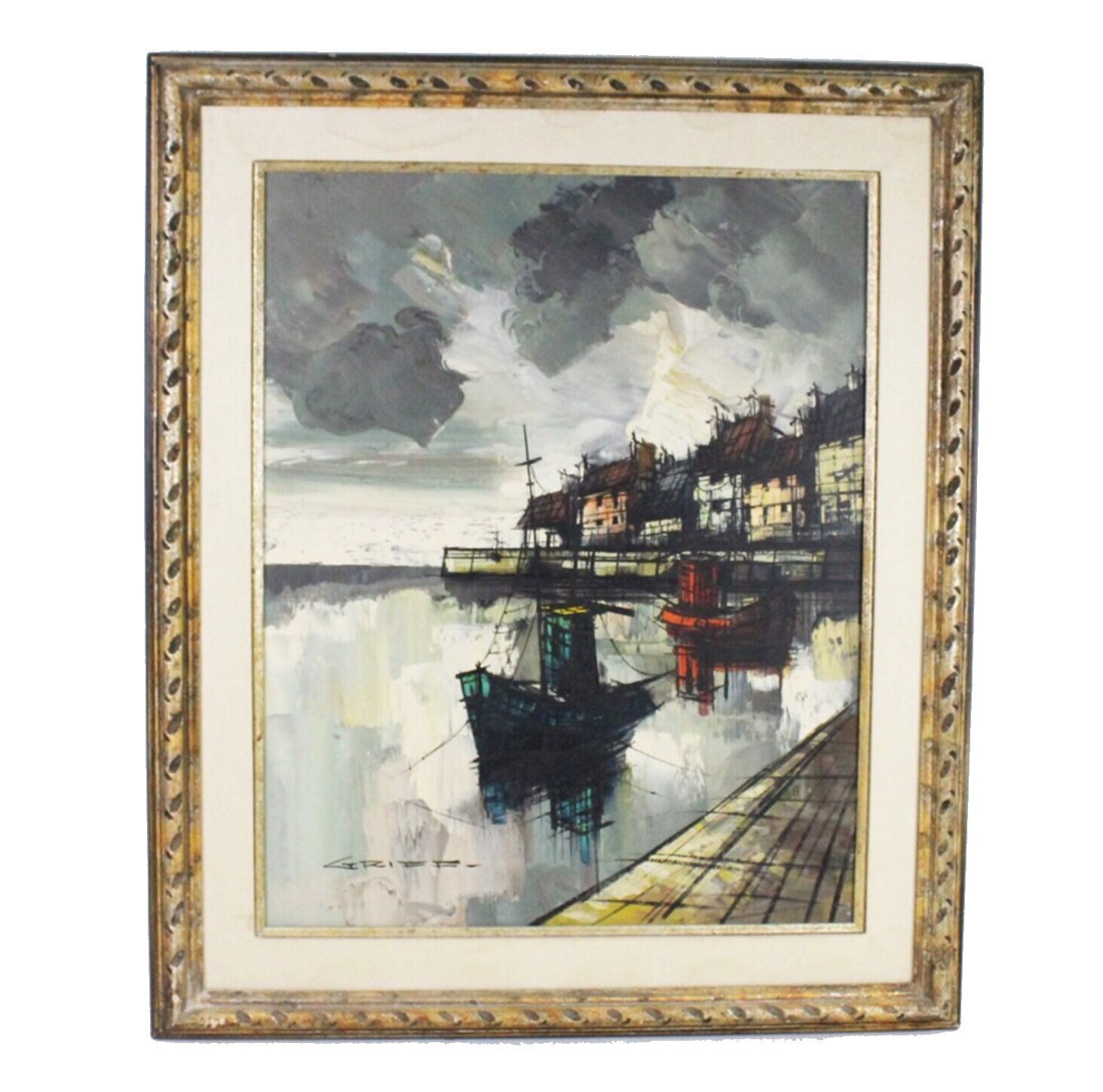 Original M. Edward Griff Modernist Venetian Dockside Oil - Etsy