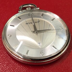 Vintage Gentlemans Silver Tone Merona Reproduction Style Pocket Watch ...