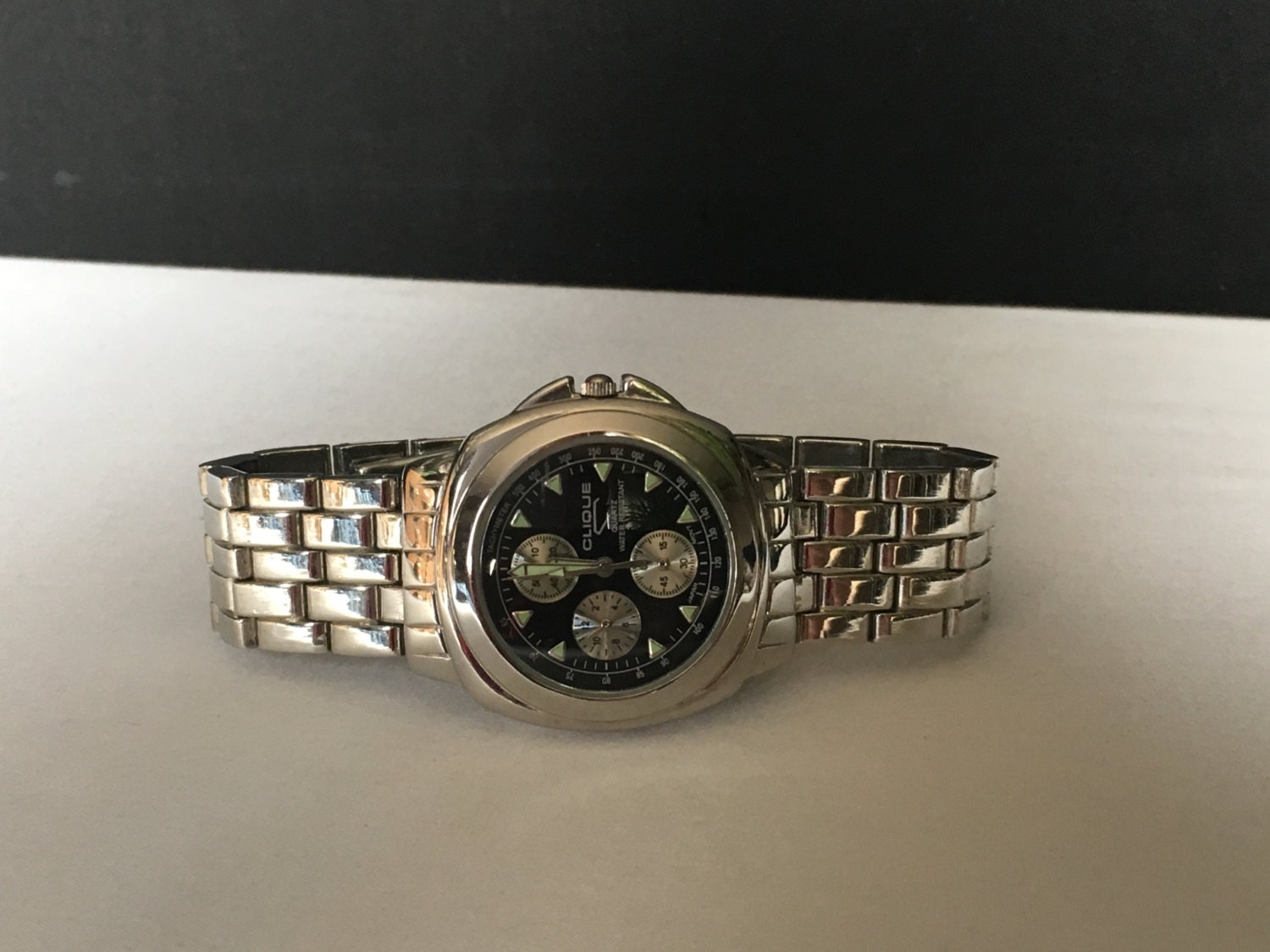 Vintage Clique Stainless Steel Chronograph Quartz Sportsman Watch ...