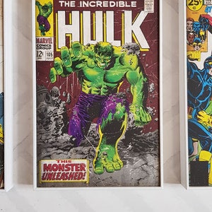Hulk Frame Superhero Print Super Hero Wall Art Vintage Style Comic ...
