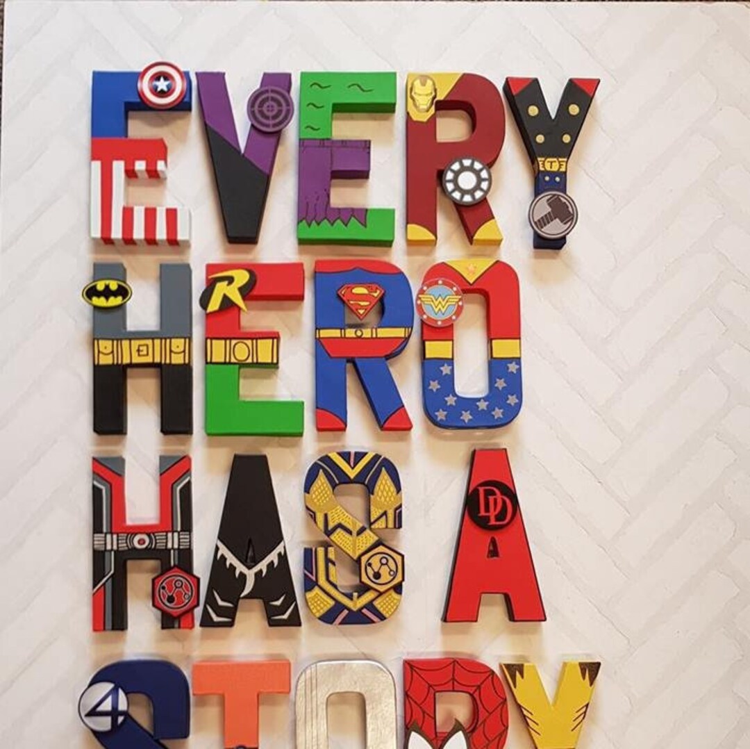 Superhero Letters - Every Hero Has A Story - Hand Painted - Papier ...