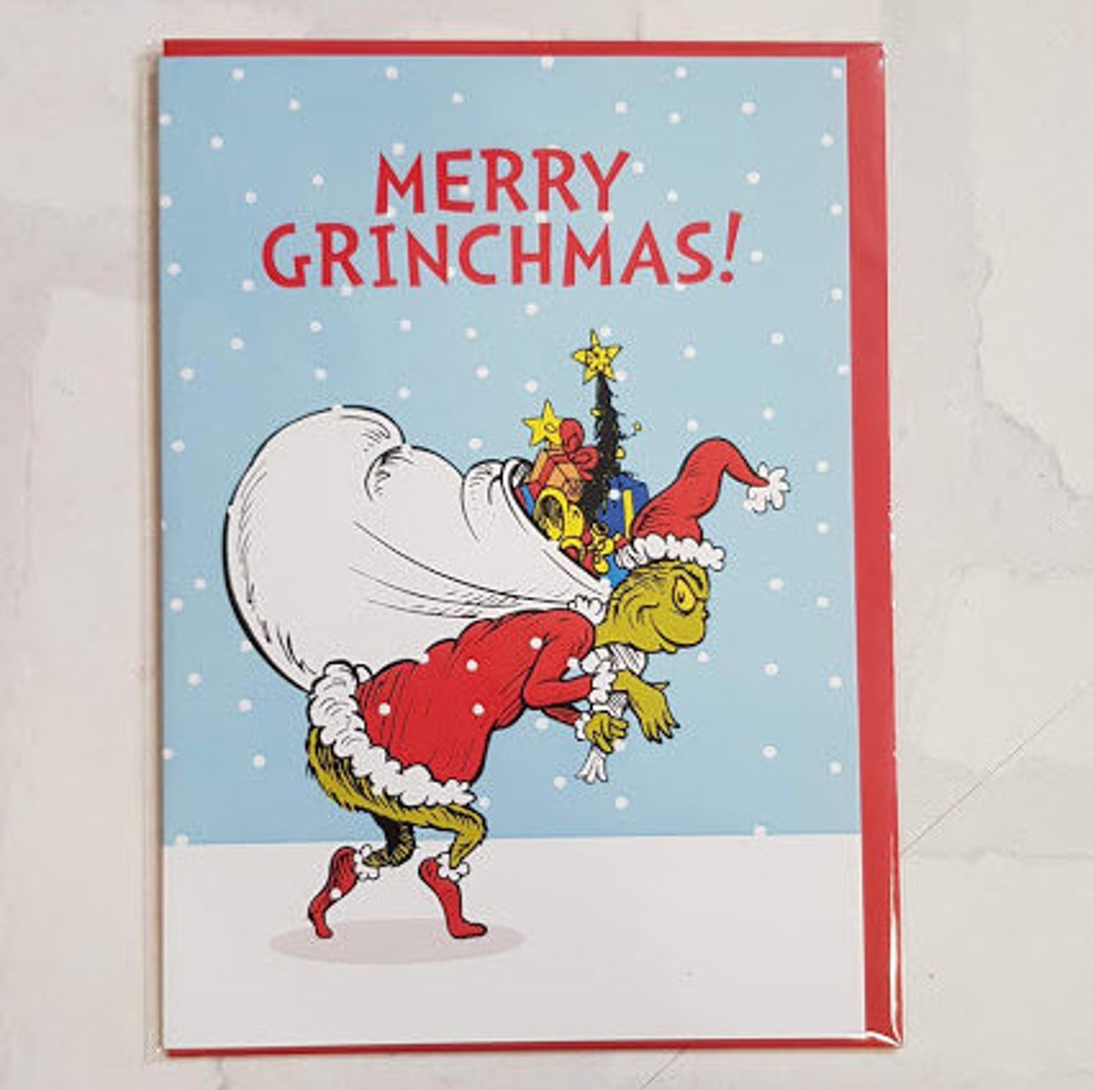 Grinch Christmas Card Christmas Card Merry Grinchmas Bah - Etsy UK
