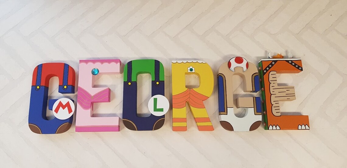 Personalized Mario Letters Hand Painted Papier Mache Letters | Etsy