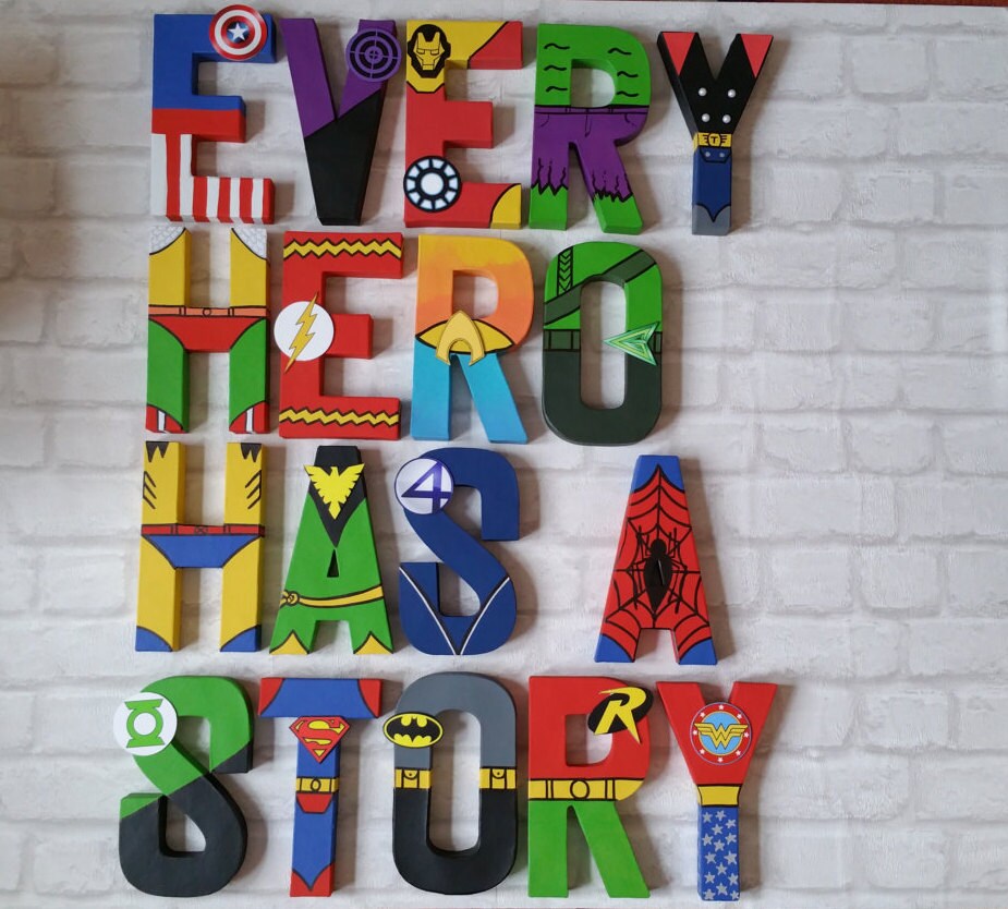 Superhero Letters Every Hero Has A Story Hand Painted - Etsy UK