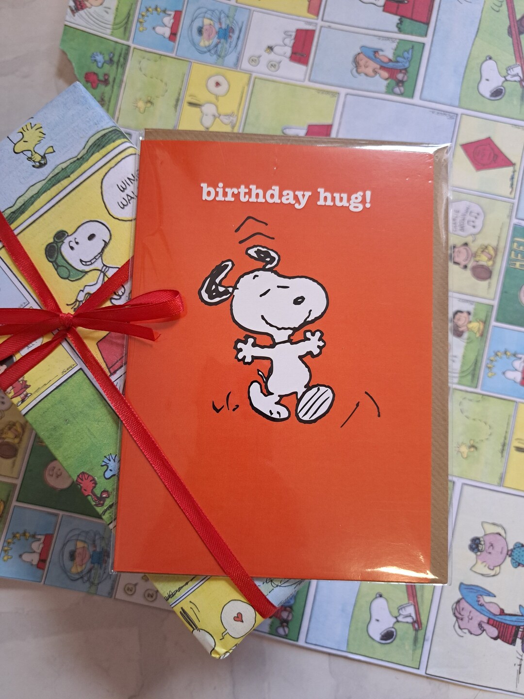 Snoopy Birthday Hug Card - Red Snoopy Card - Snoopy Birthday - Card for ...