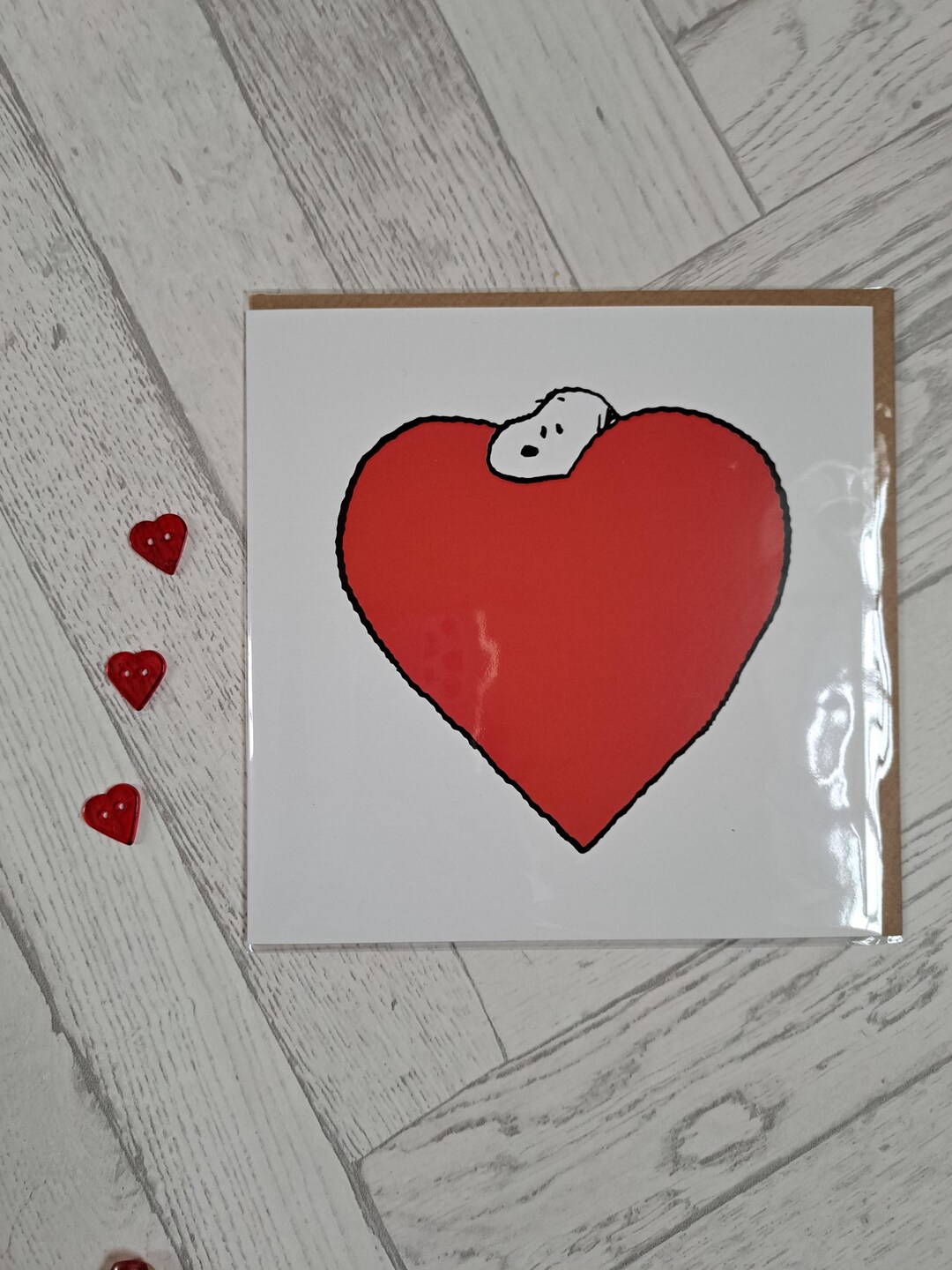 Valentine's Day Card - Snoopy Card - Big Heart Card - Card for Her ...
